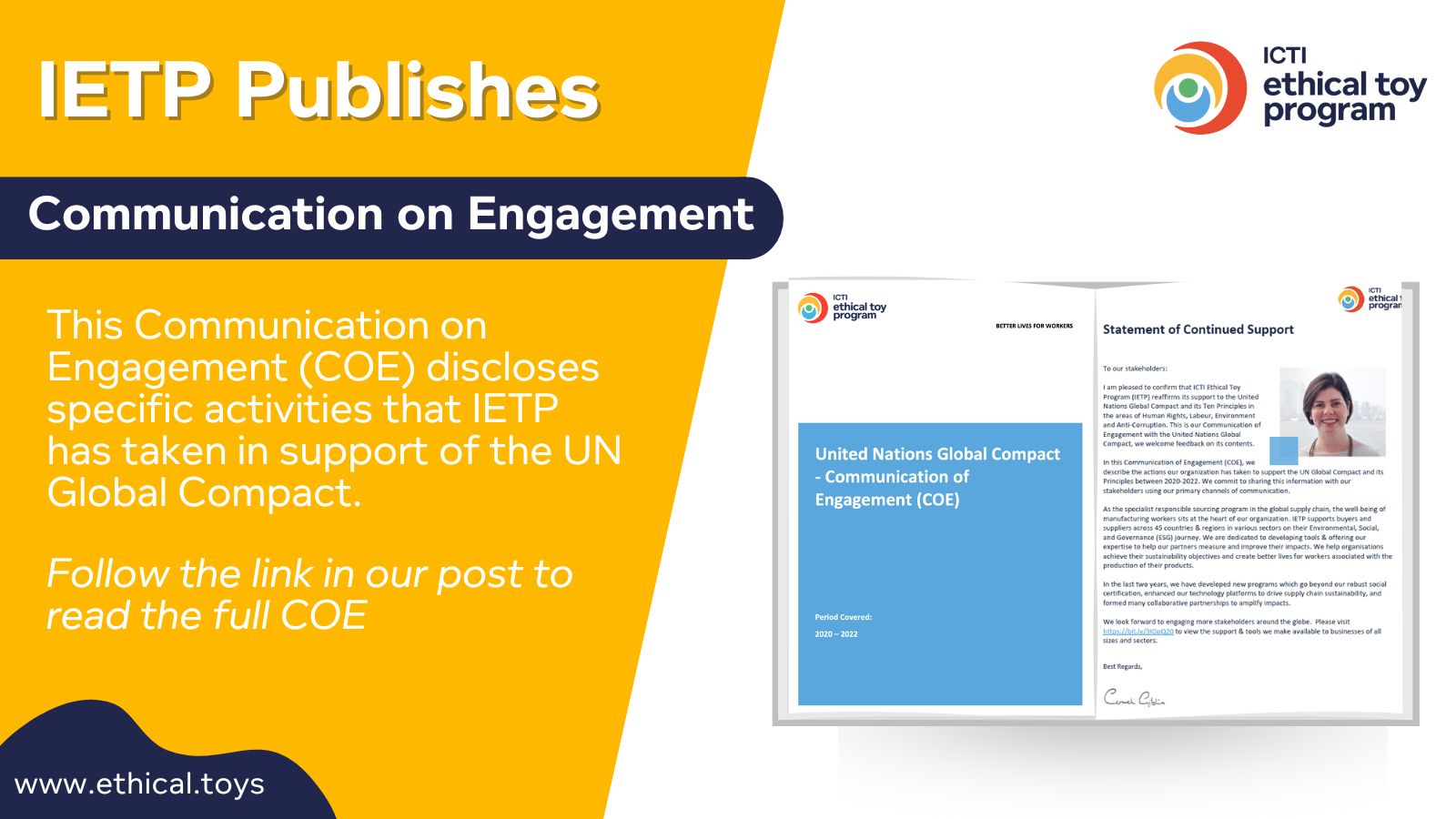 The ICTI Ethical Toy Program (IETP) reaffirms its support to the United Nations Global Compact ...